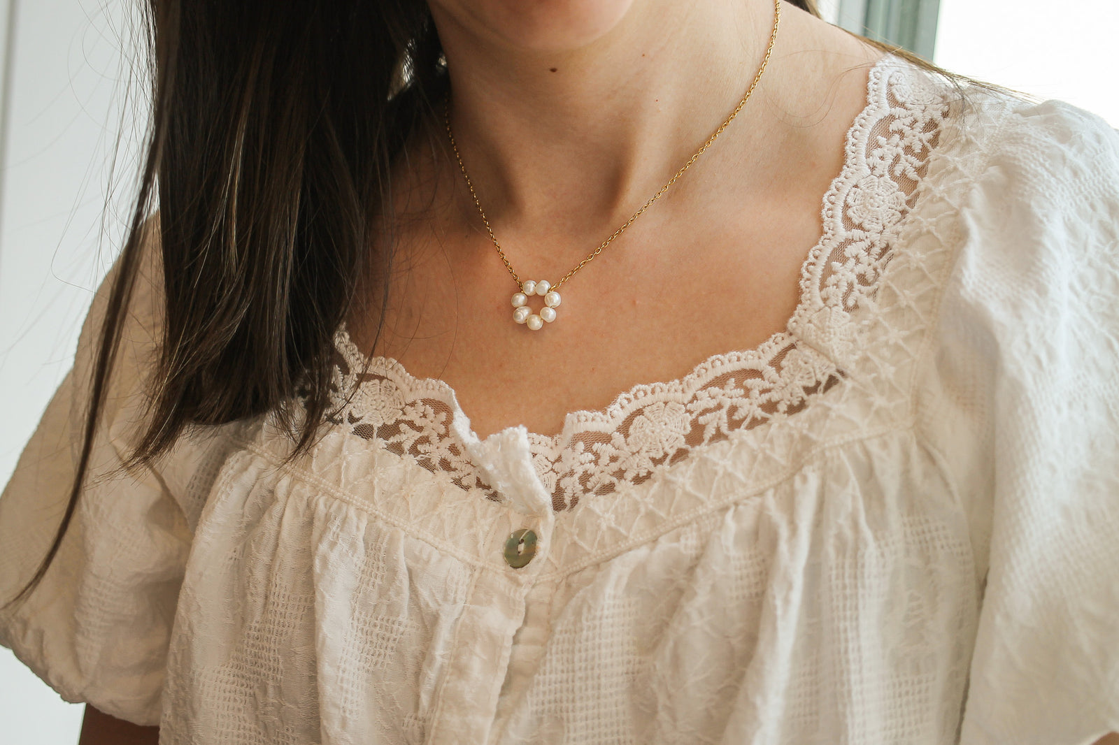 Lucy Necklace in Freshwater Pearl · Rose & Clay